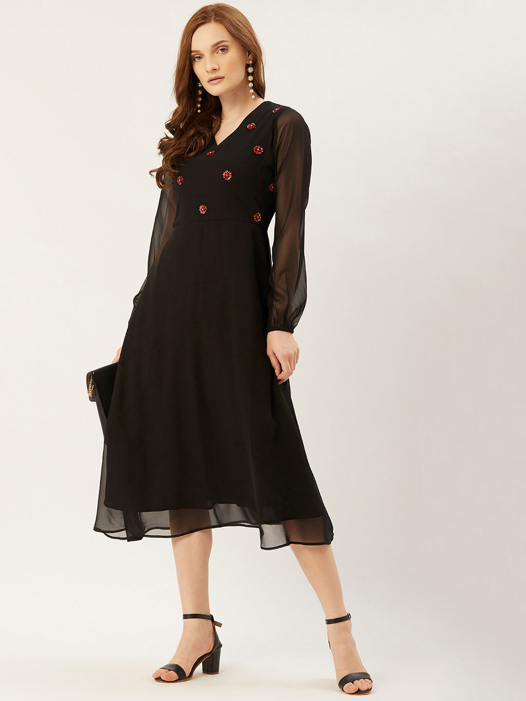 Women A-line Black Dress – Slenor