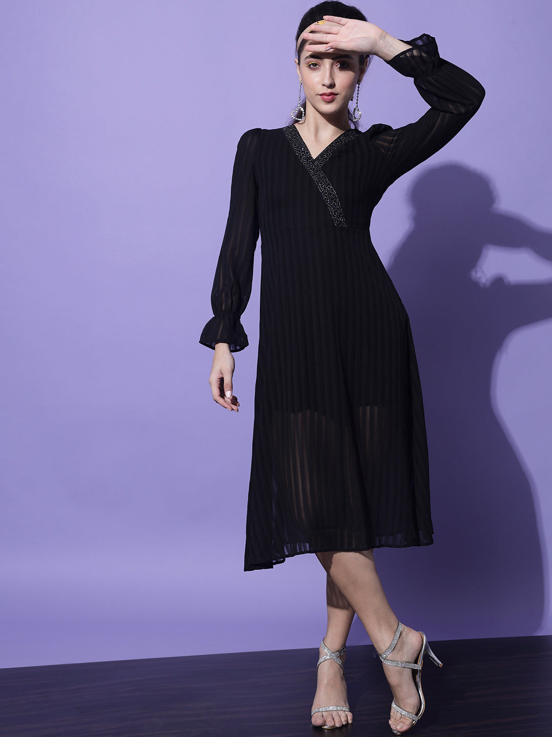 Black Georgette Midi Dress – Slenor